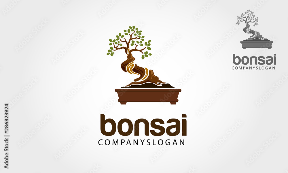 Bonsai vector logo template. Illustration this beautiful tree is a ...