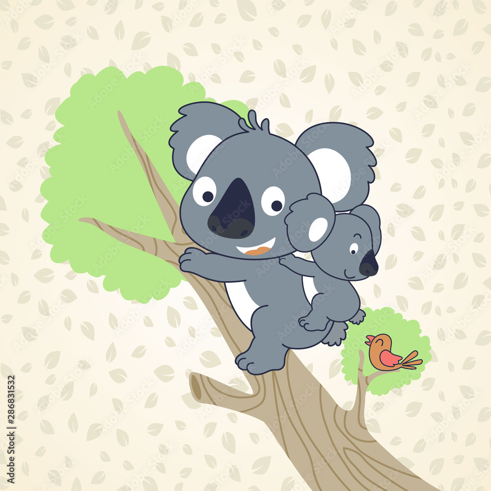 Tree Hugging Koala Cartoon