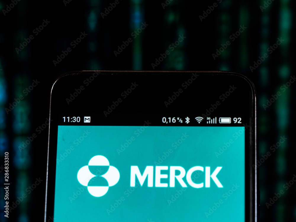Kiev, Ukraine, September 15, 2018, illustrative editorial. Merck logo a ...
