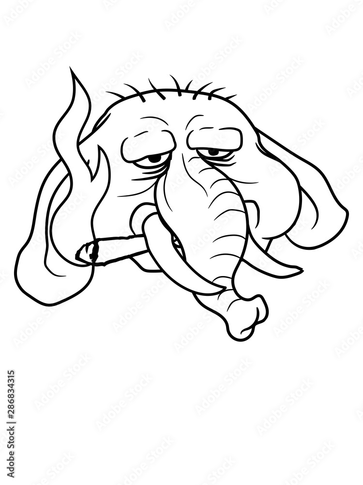 kiffen elefant rauchen drogen hanf weed joint kopf gesicht dick fett ...