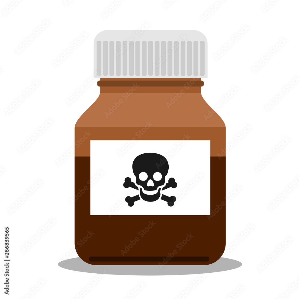 Bottle, jar and container for madicine has warning label - danger of ...