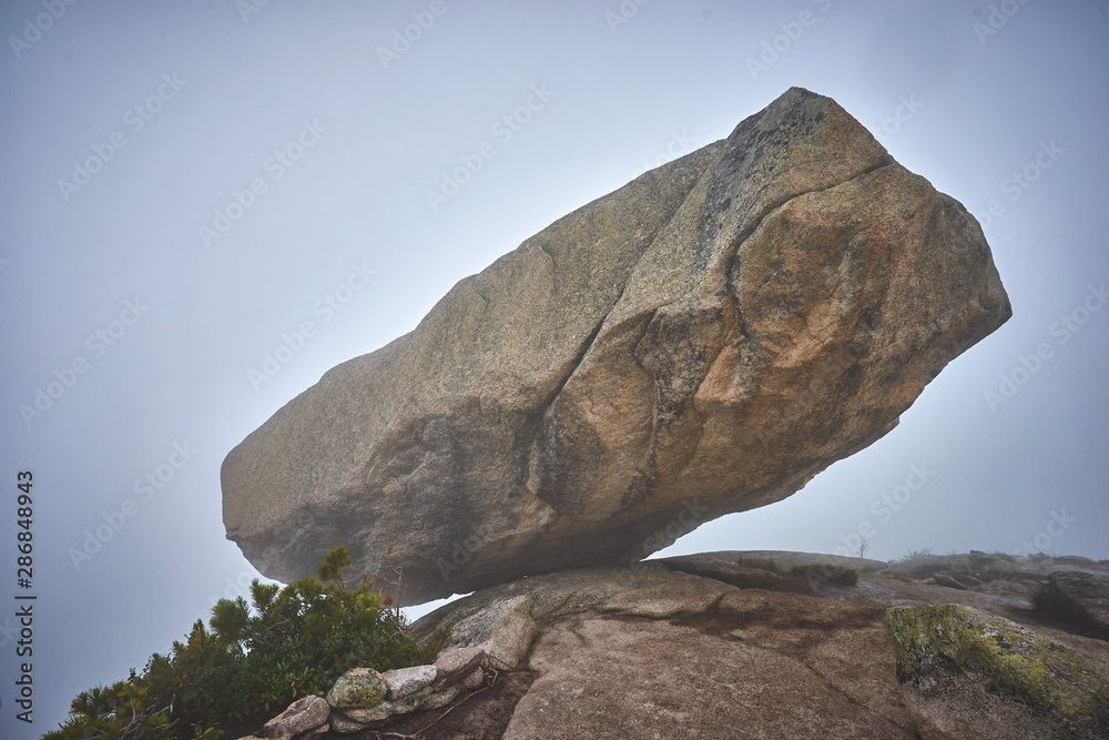 The famous "Hanging stone" at the Ergaki National park in Russia Stock ...