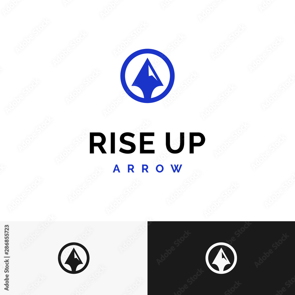 Rise up logo. This is an unique mountain logo that looks like arrow ...