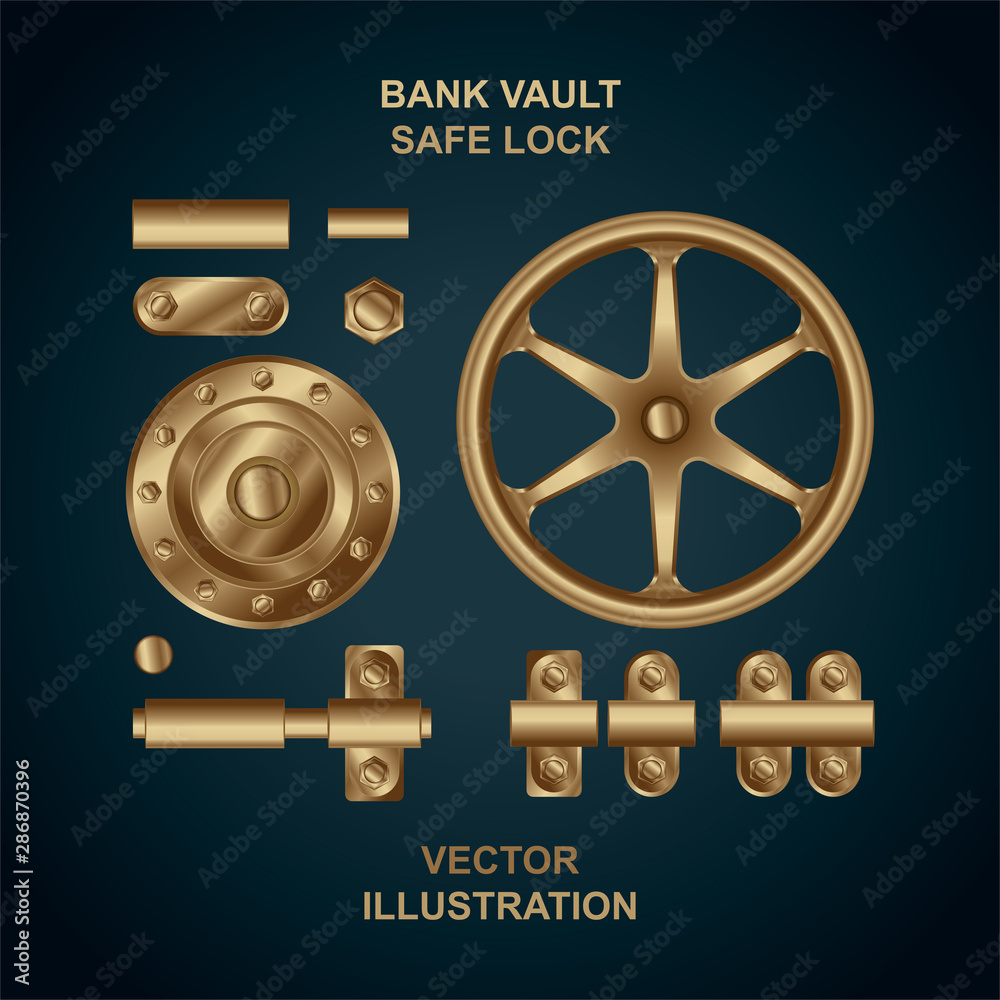 Safe lock mechanism. Bank safe lock system vector illustration. Part of ...