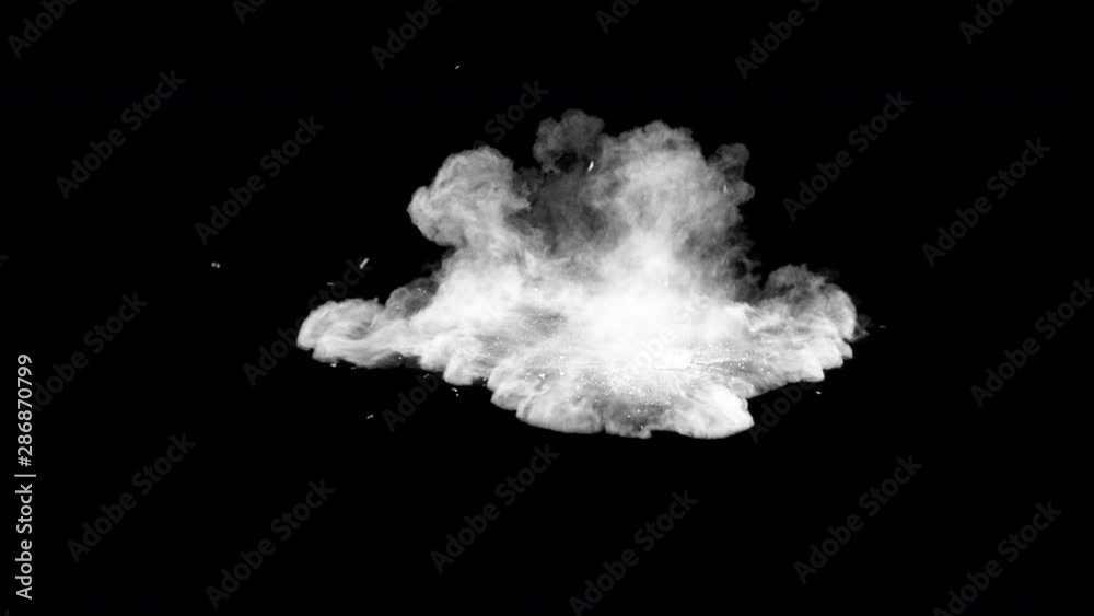 Bullet hits red powder causing dusty burst and scattering of pieces ...
