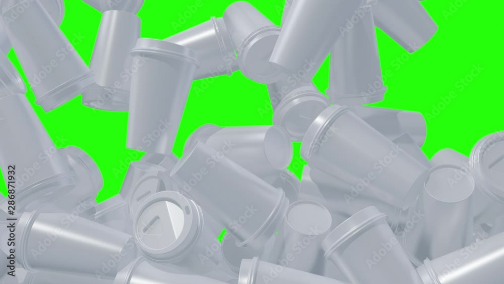 White plastic cups fill the picture and fall out again Loopable ...