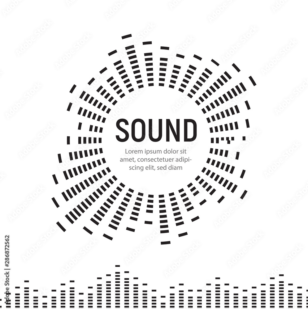 Music sound circle frame wave logo, audio digital equalizer technology ...