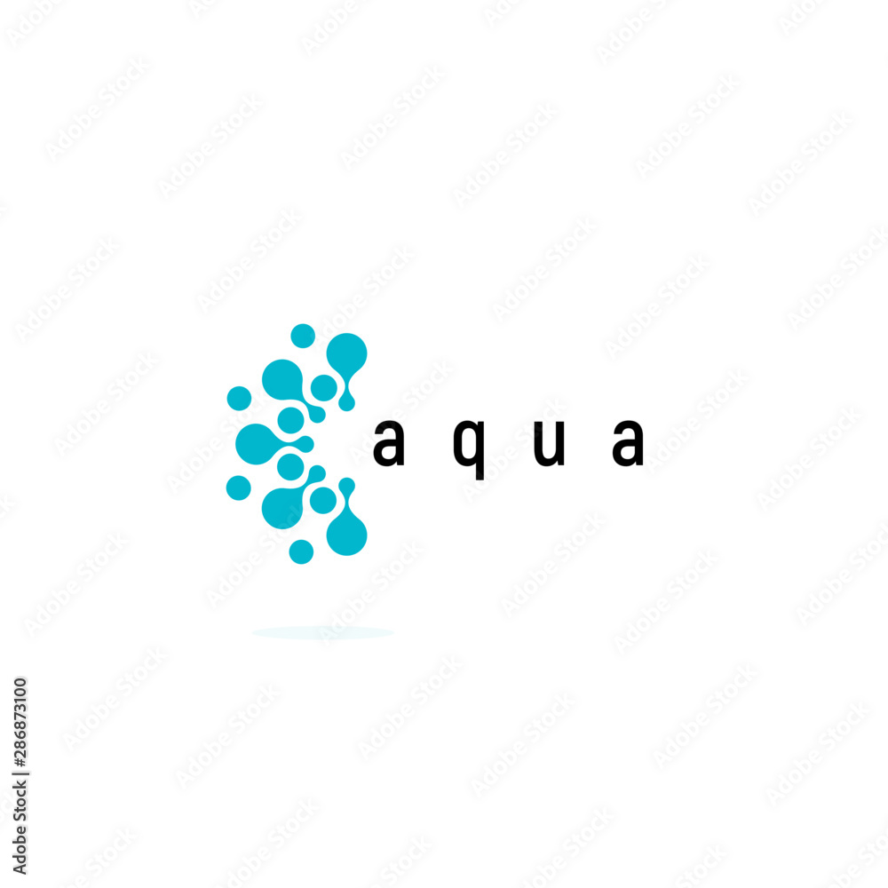 Blue aqua icon. Water circles flat logo template. Modern emblem idea ...