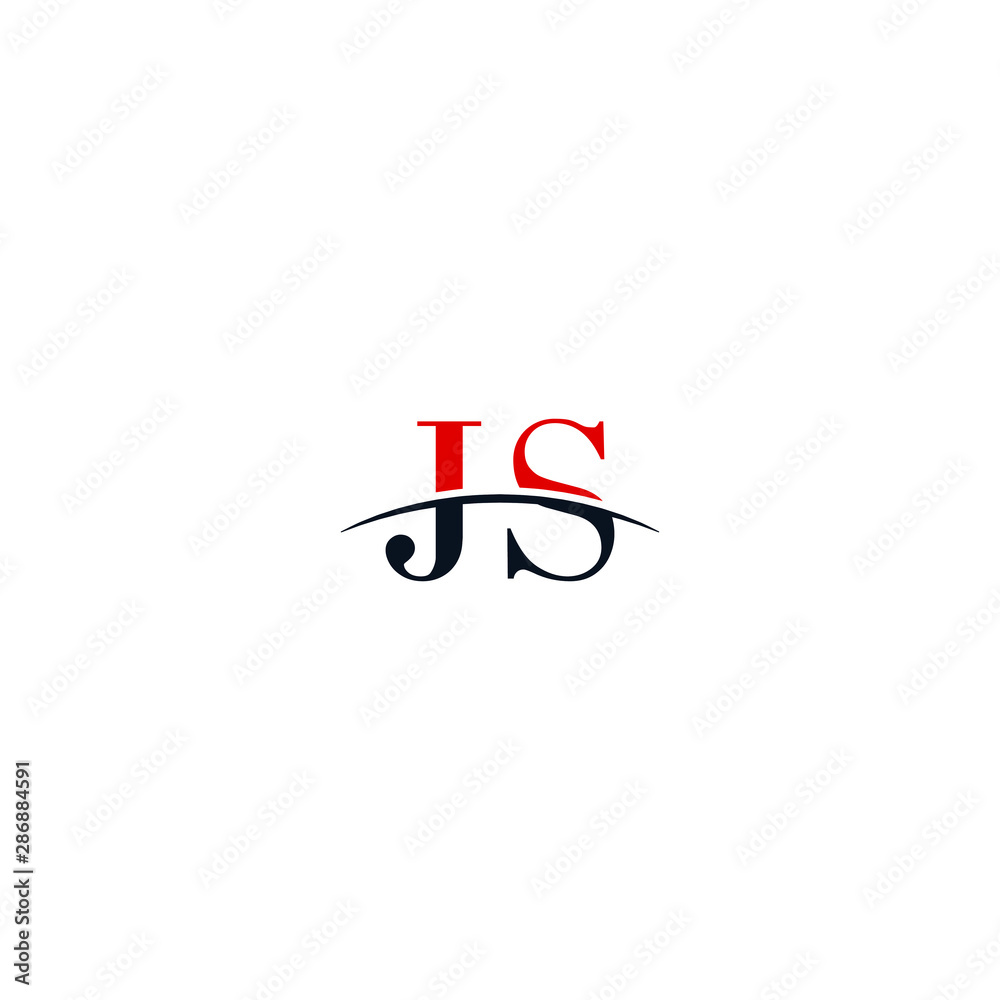 Initial letter JS, overlapping movement swoosh horizon logo company ...