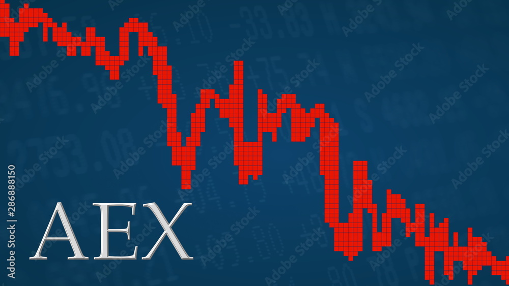 The Amsterdam Exchange index AEX is falling. The red graph next to the ...
