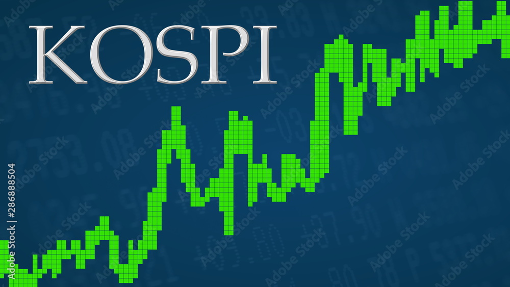 The Korea Composite Stock Price Index or KOSPI is going up. The green graph next to the silver ...