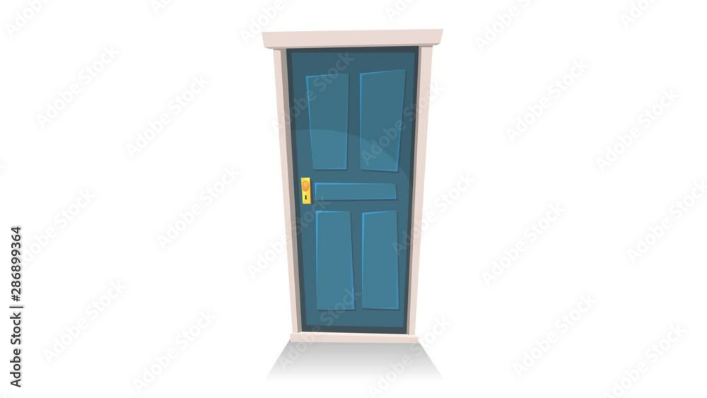 Door Opening With Background/ 4k animation of a cartoon front door ...