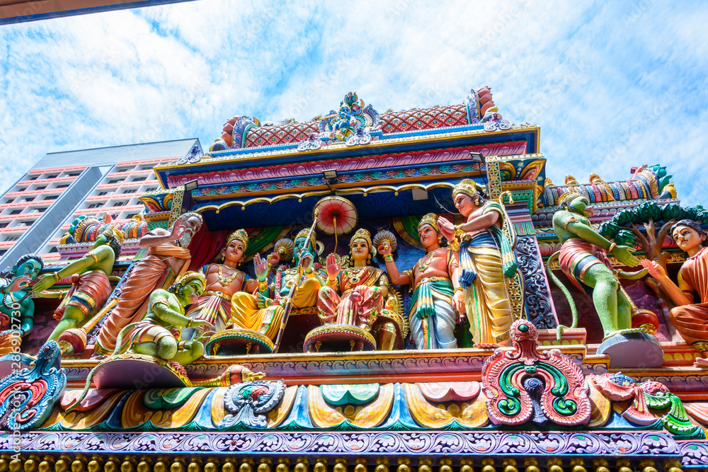 Hindu gods and goddess statues in Sri Krishnan Temple, Bugis, Singapore ...