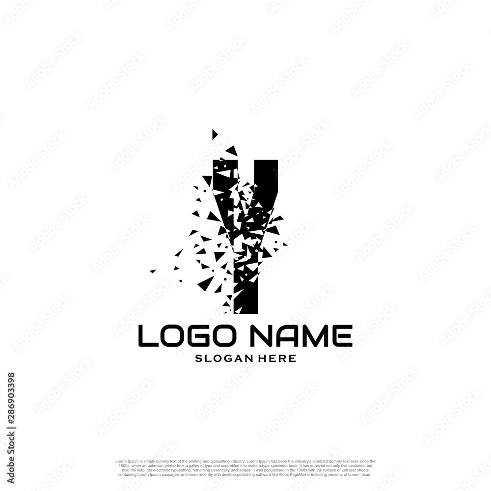 Initial Letter Y Logo With broken shapes, splinters effects. Stock ...