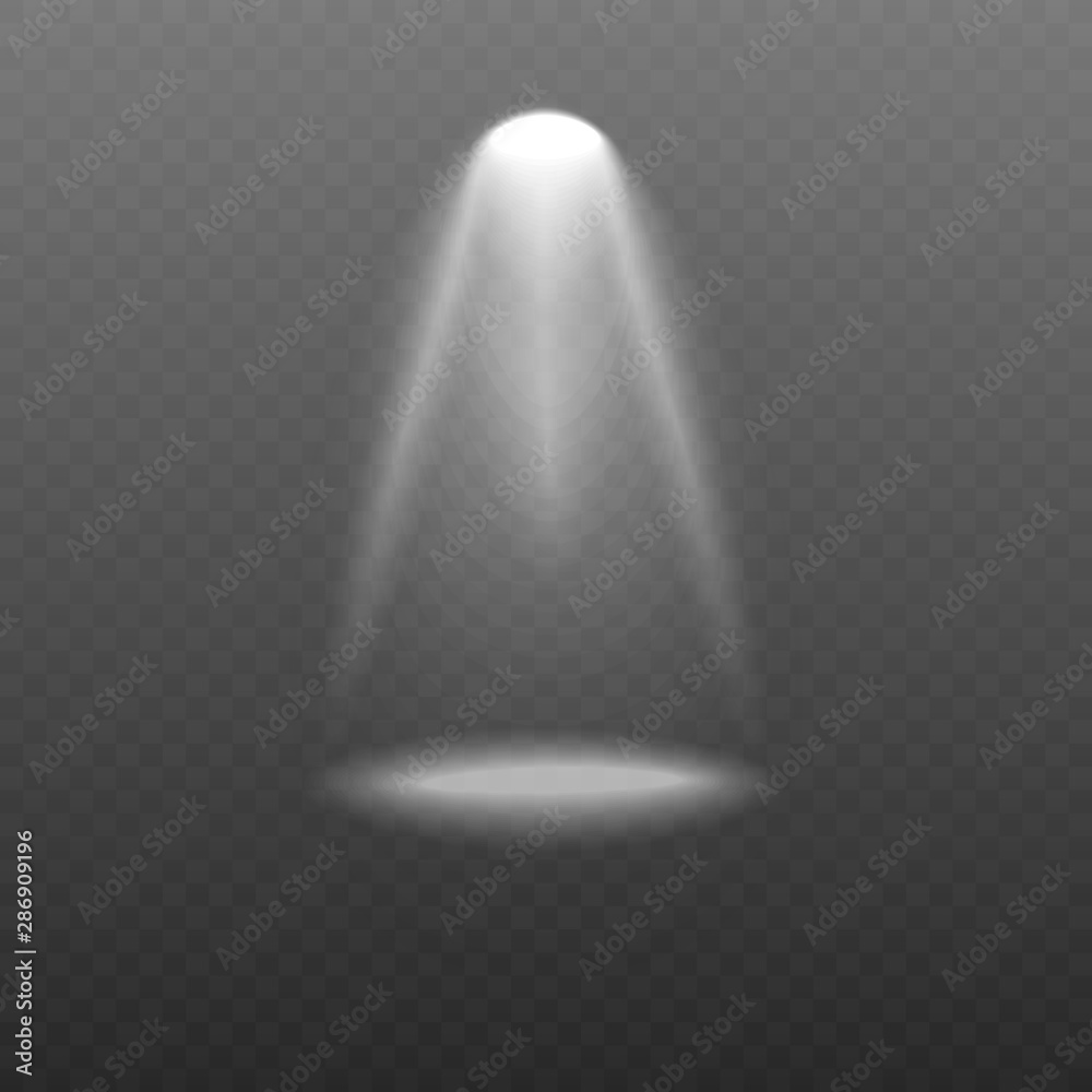 Isolated spotlight beam with realistic transparent texture on dark ...