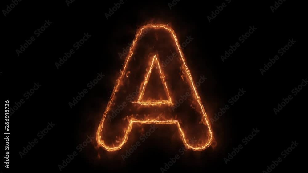 Alphabet A Word Hot Animated Burning Realistic Fire Flame and Smoke ...