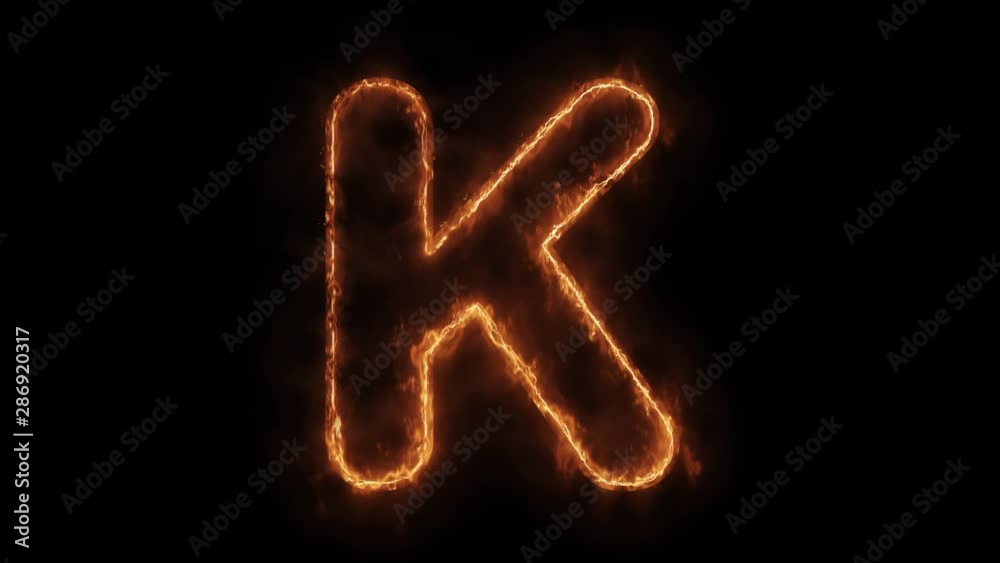 Alphabet K Word Hot Animated Burning Realistic Fire Flame and Smoke ...