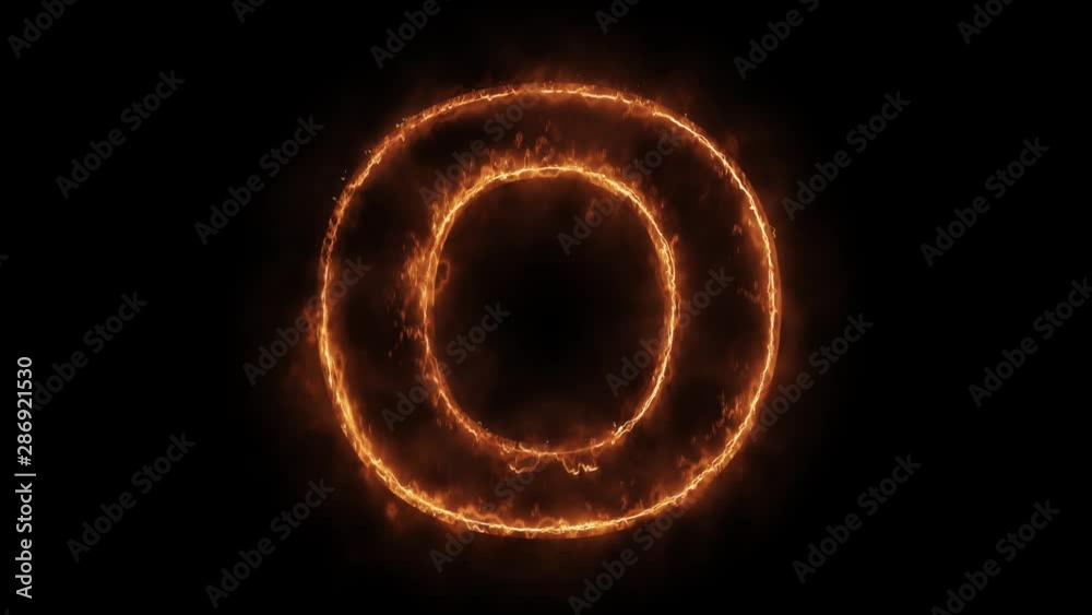 Alphabet O Word Hot Animated Burning Realistic Fire Flame and Smoke ...
