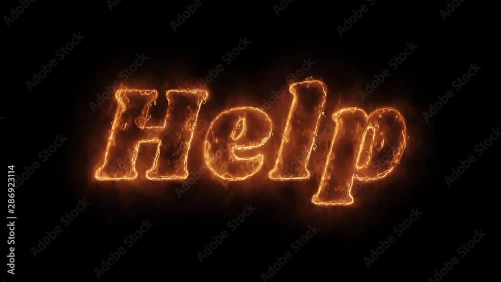 Help Word Hot Animated Burning Realistic Fire Flame and Smoke ...