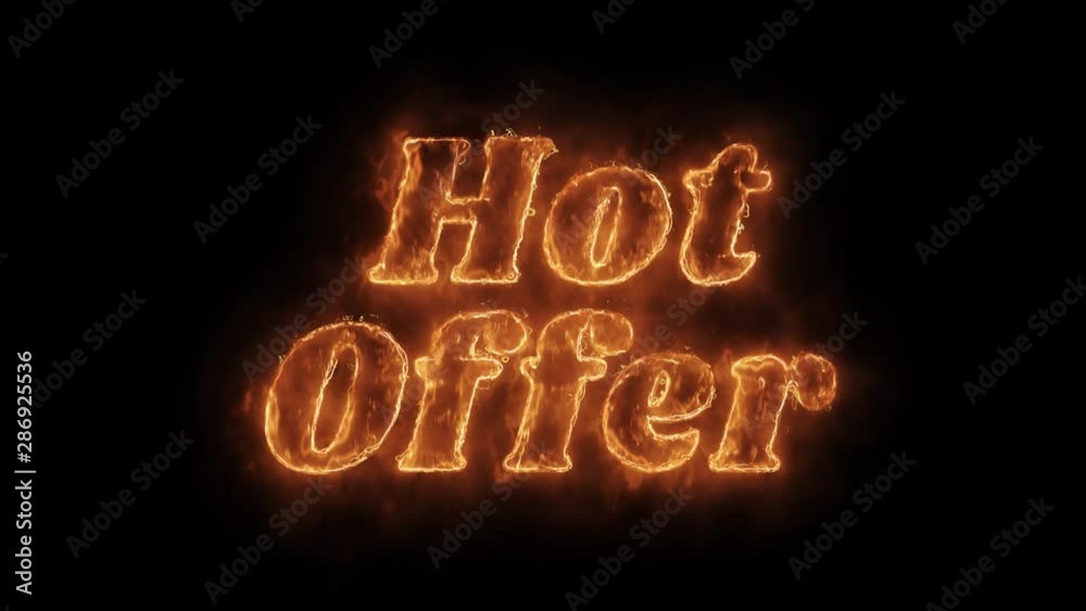 Hot Offer Word Hot Animated Burning Realistic Fire Flame and Smoke ...