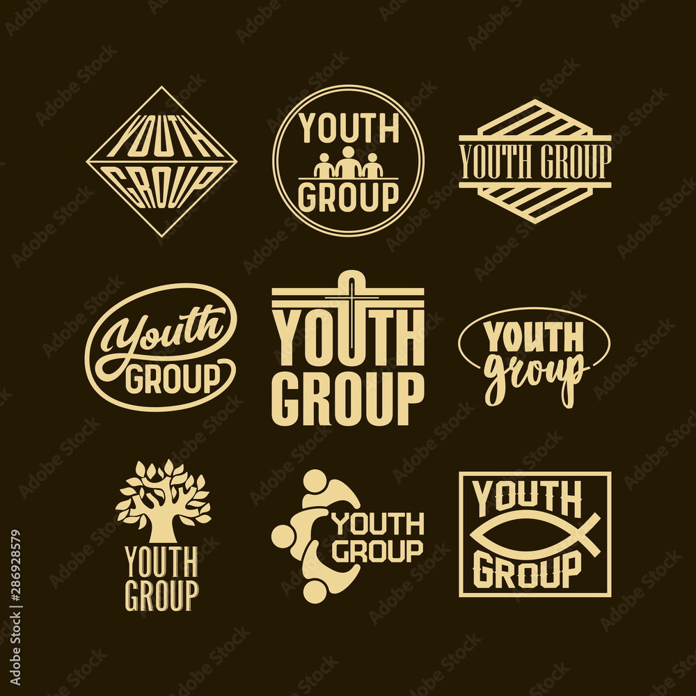 Christian logos, banners and stickers. Youth group. Stock Vector ...
