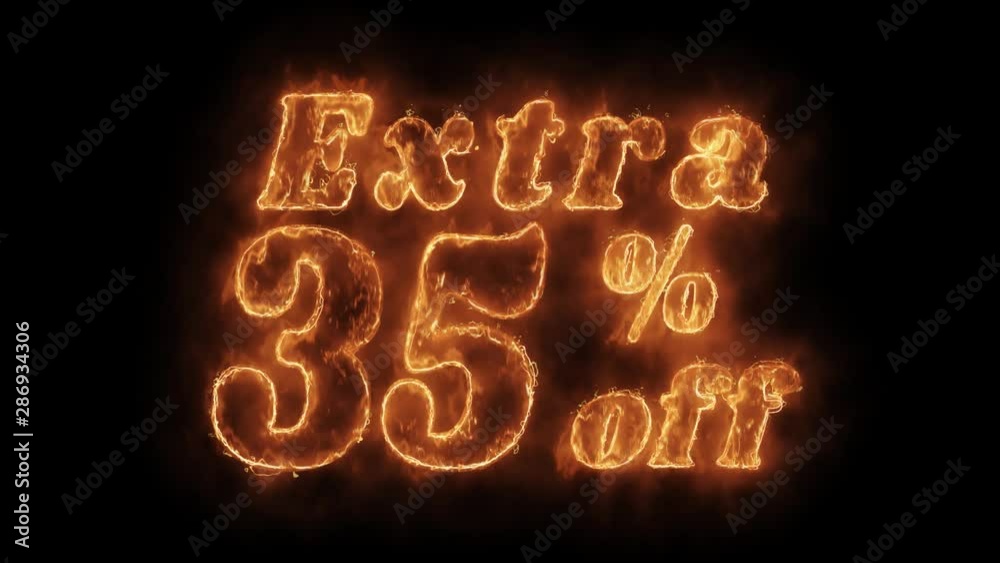 Extra 35% Percent Off Word Hot Animated Burning Realistic Fire Flame ...
