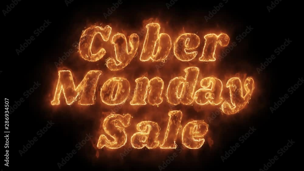 Cyber Monday Sale Word Hot Animated Burning Realistic Fire Flame and ...