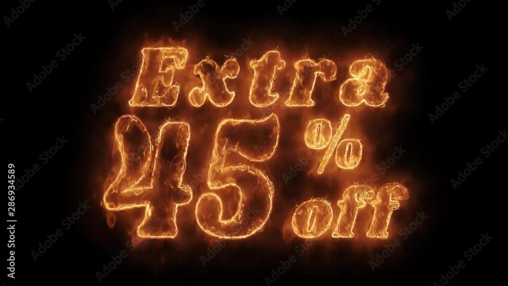 Extra 45% Percent Off Word Hot Animated Burning Realistic Fire Flame ...