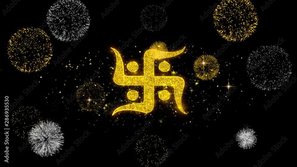 Hindu, holy, indian, religion, swastik, swastika Icon on Glitter Golden ...