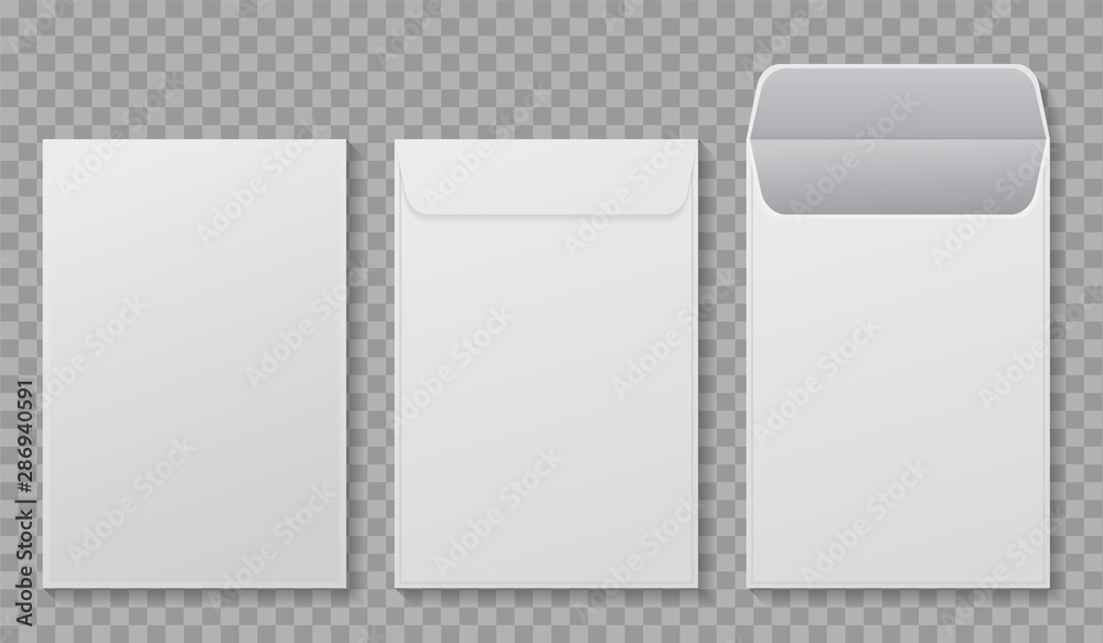 Envelope a4 mockup. Template paper letter, folder. Standard white blank ...