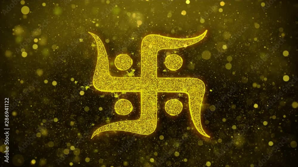 Hindu, holy, indian, religion, swastik, swastika Icon Golden Glitter ...