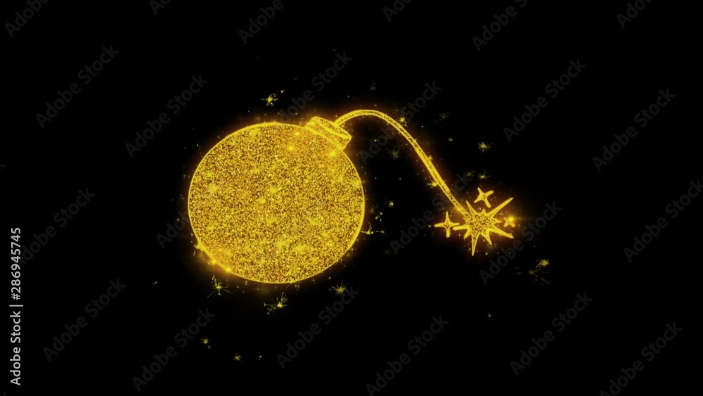 Bomb, Explosion, Attack, bomb, danger Icon Sparks Glitter Particles on ...