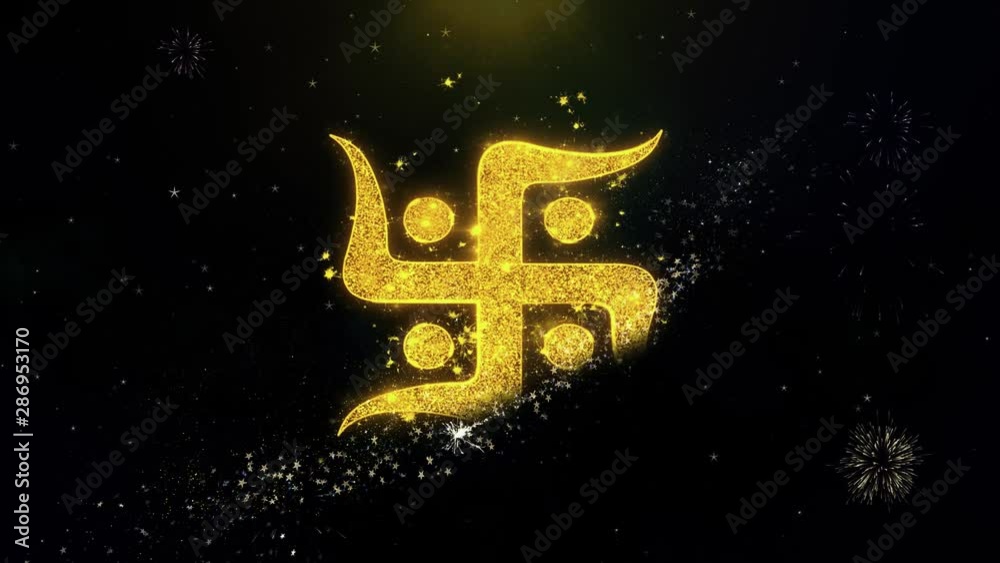 Hindu, holy, indian, religion, swastika, swastika Icon on Gold Glitter ...