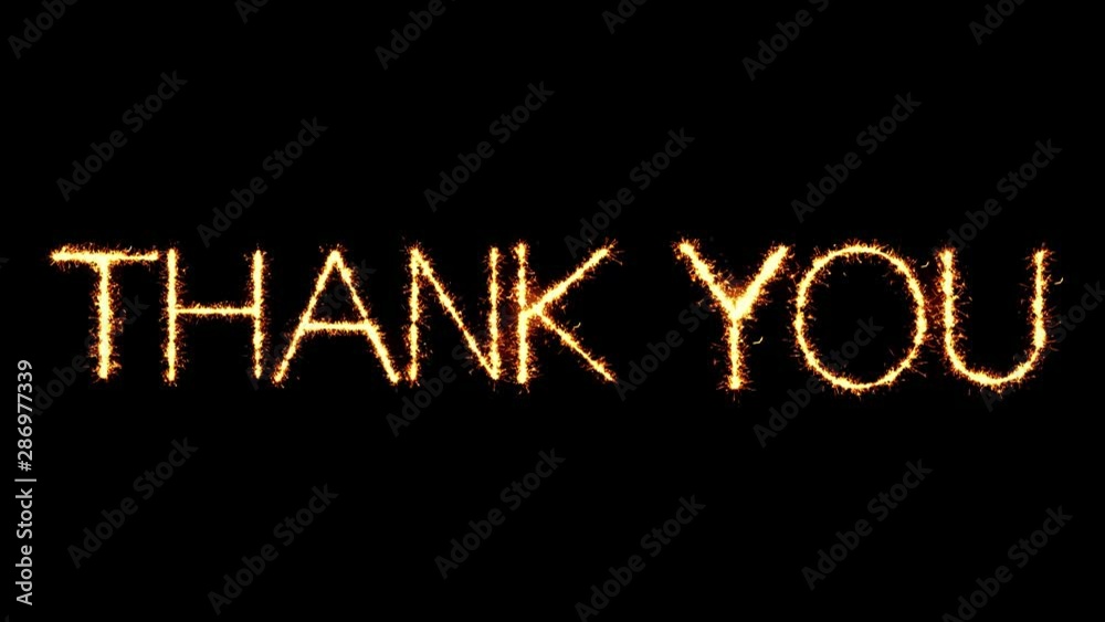 Thank You Text Sparkler Writing With Glitter Sparks Particles Firework ...
