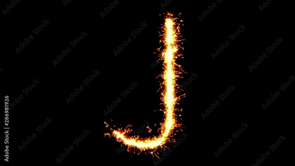 Stockvideon Alphabet J Text Sparkler Writing With Glitter Sparks ...