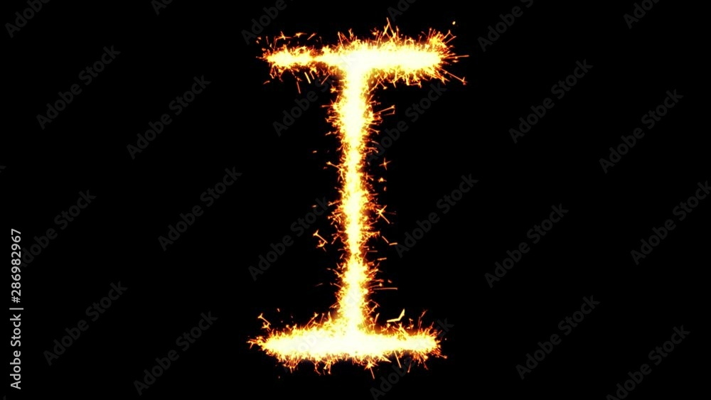 Alphabet I Text Sparkler Writing With Glitter Sparks Particles Firework ...