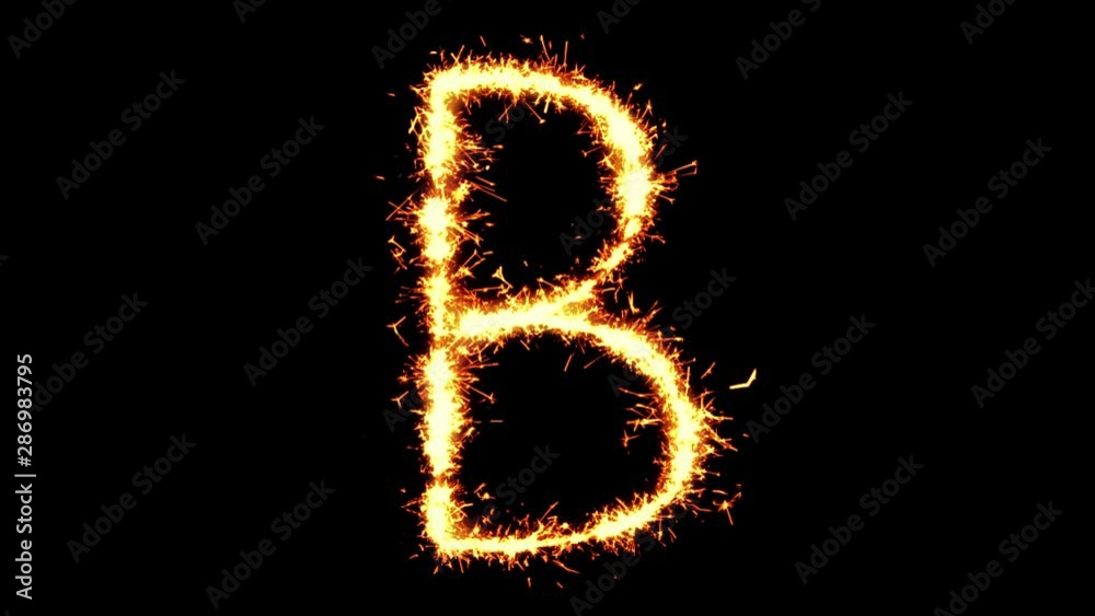 Alphabet B Text Sparkler Writing With Glitter Sparks Particles Firework ...