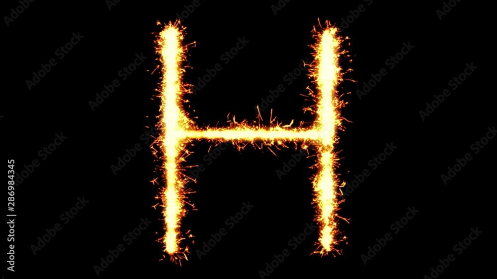 Alphabet H Text Sparkler Writing With Glitter Sparks Particles Firework ...