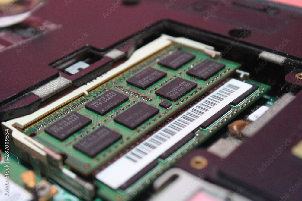 closeup chips of computer. closeup chips of laptop board. Stock Photo ...