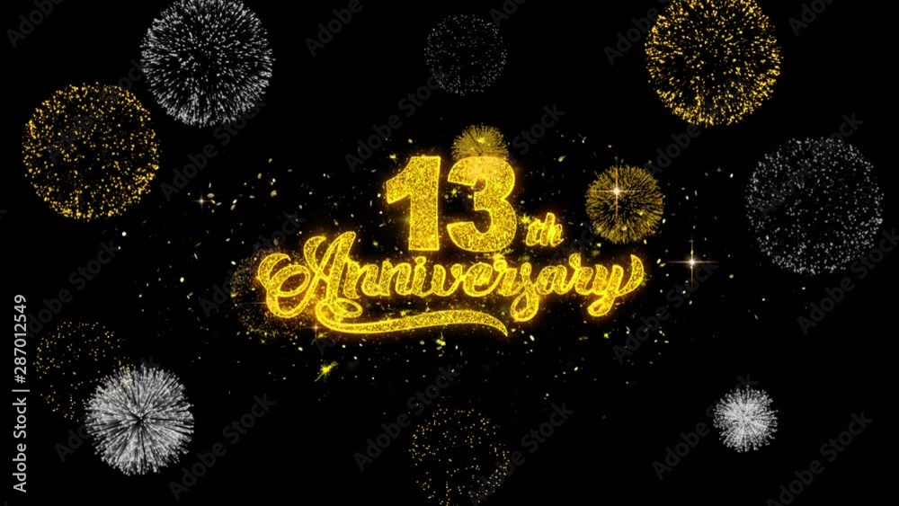 13th Happy Anniversary Golden Greeting Text Appearance Blinking ...