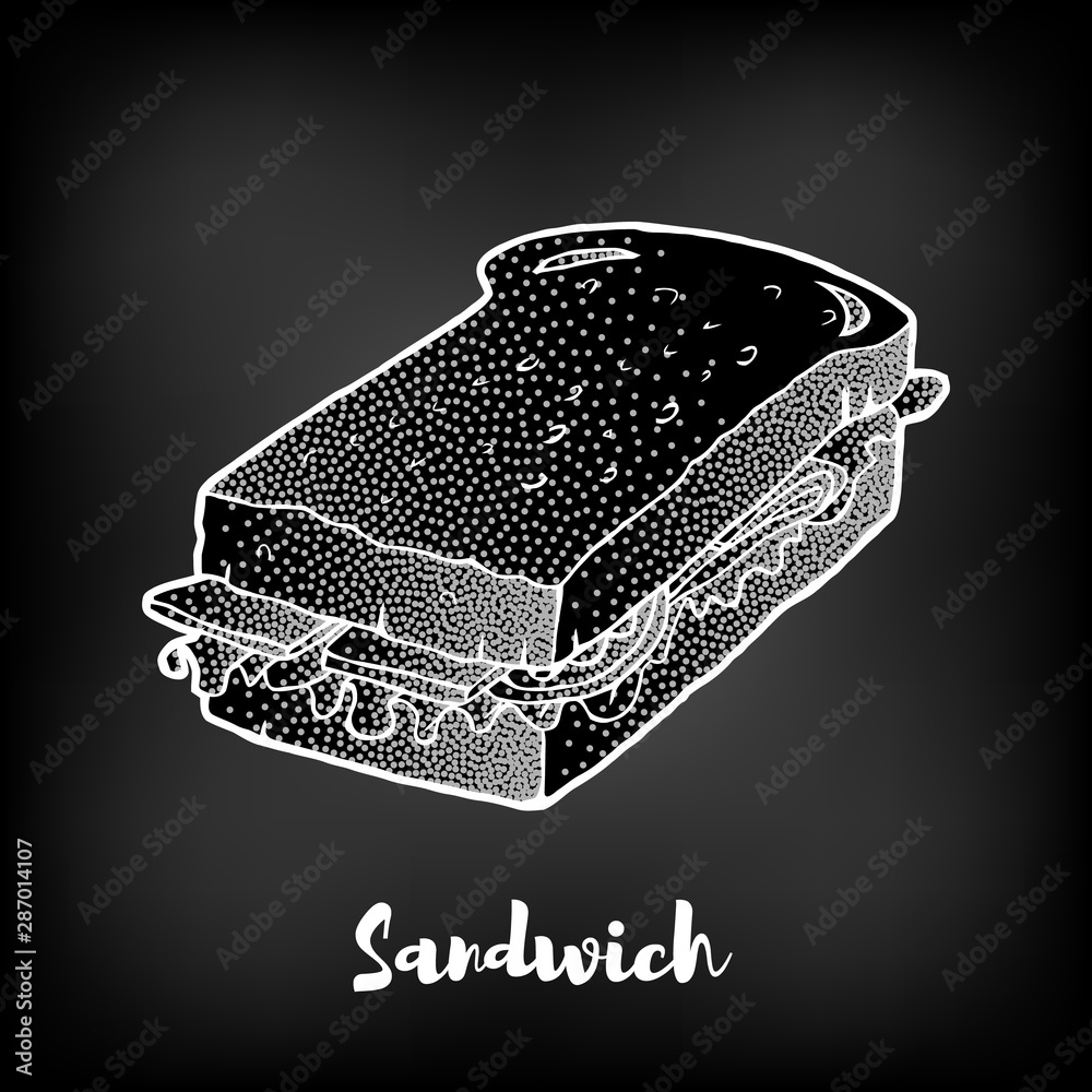 Chalk painted sandwich. Fast Food menu theme. Stock Vector | Adobe Stock