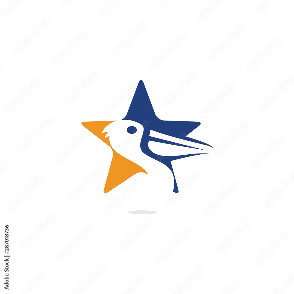 Pelican and star vector logo design. Vector illustration emblem of ...