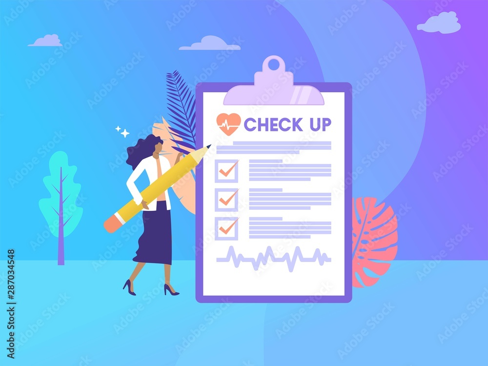 health check up vector illustration concept, flat character doctor ...
