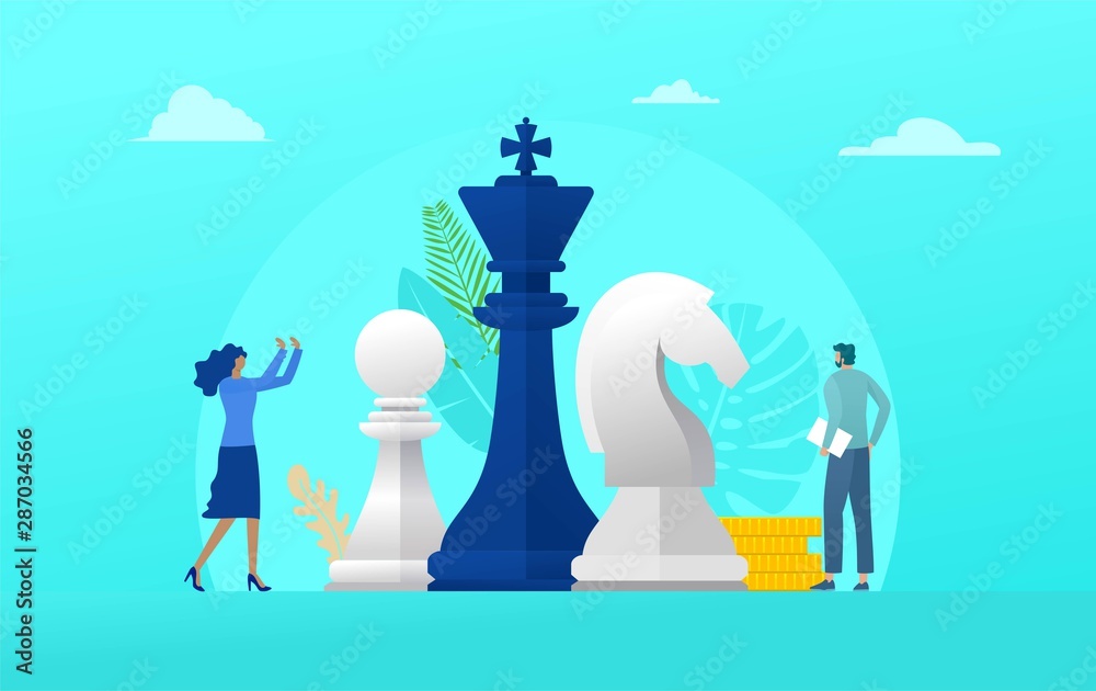 chess vector illustration concept, business strategy design, people ...