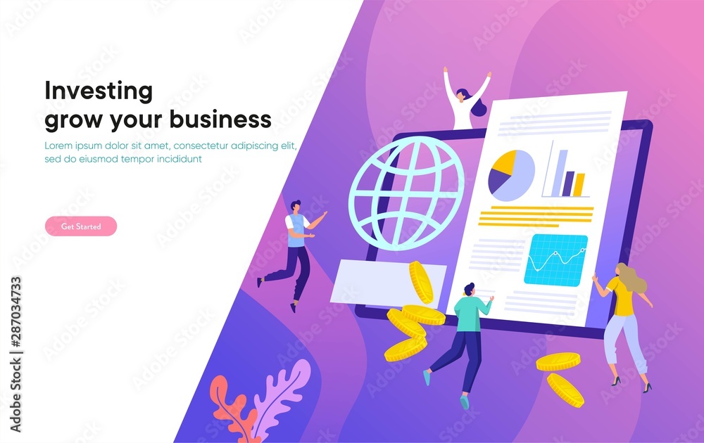 online investment vector illustration concept, Business people analyze ...