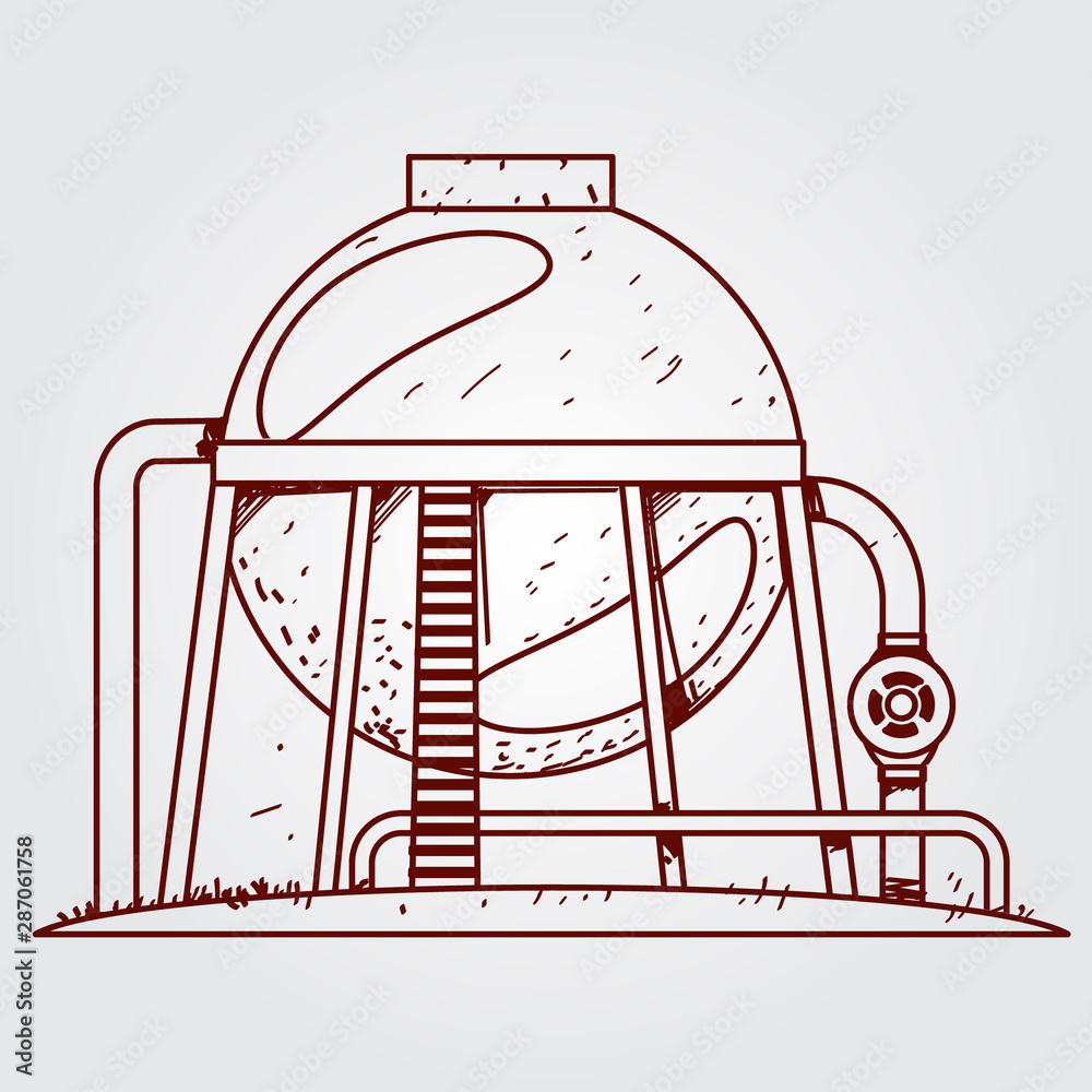 Oil storage, oil refinery to the pipeline. Outline drawing. Stock ...