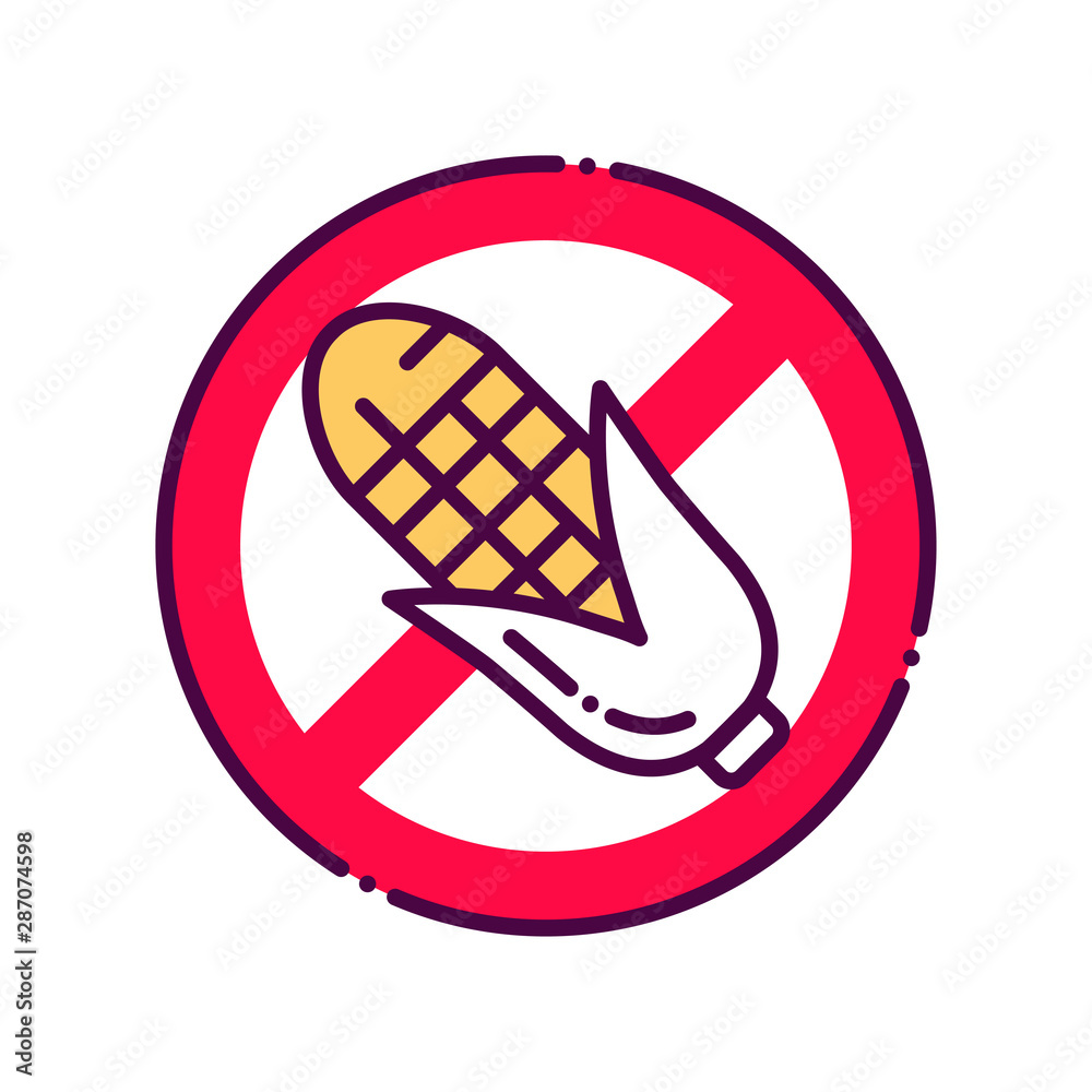 Corn free line color icon. Allergenic ingredient. Food intolerance ...