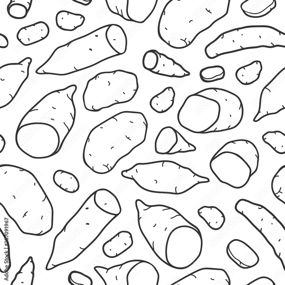 hand drawn seamless vector endless background of various kinds of ...