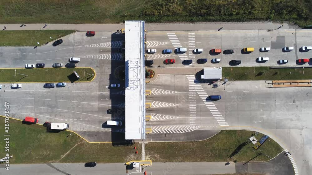 Checkpoint booth with entry fee payment to enter paid area of market or ...