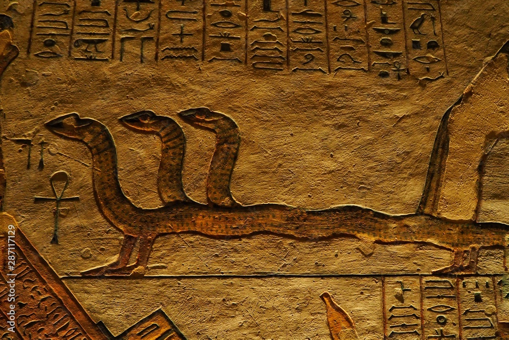 Egypt Hieroglyphics in Valley of Kings close up detail , Gates of the ...